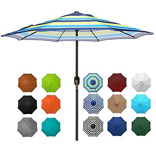 9' Outdoor Aluminum Patio Umbrella Striped Patio Umbrella Market ...
