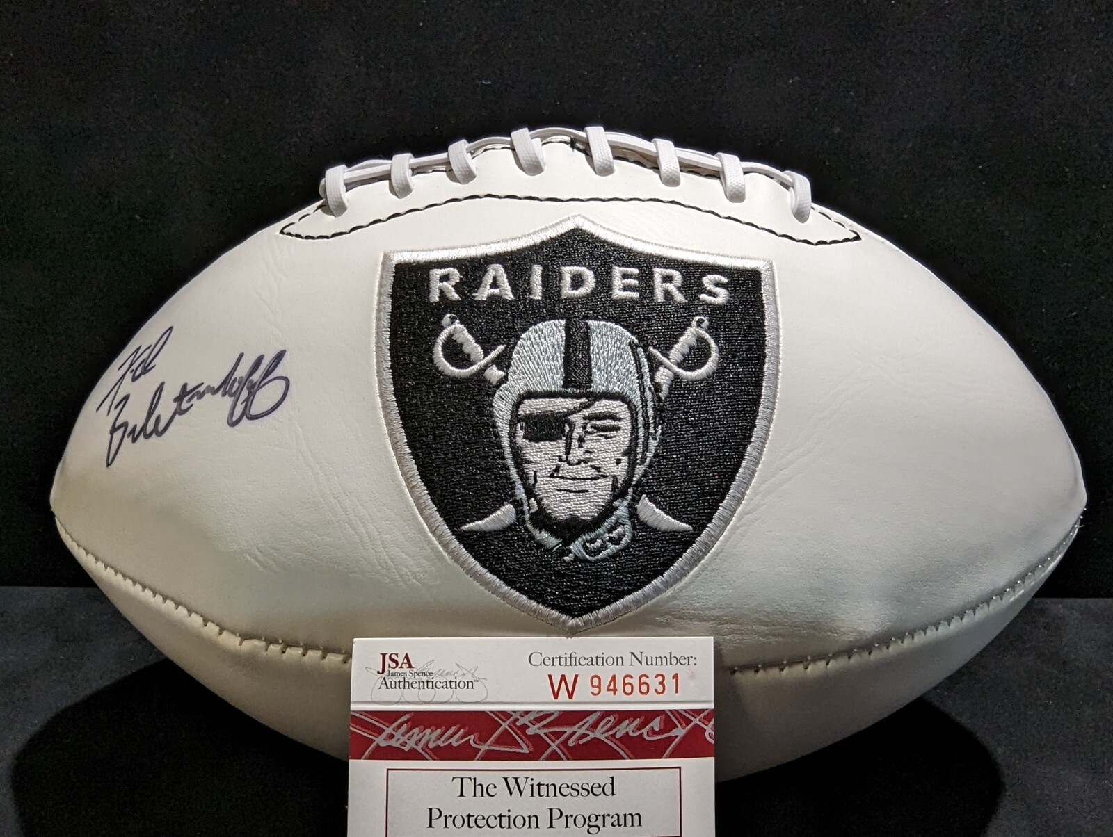 OAKLAND RAIDERS FRED BILETNIKOFF AUTOGRAPHED SIGNED LOGO FOOTBALL JSA ...