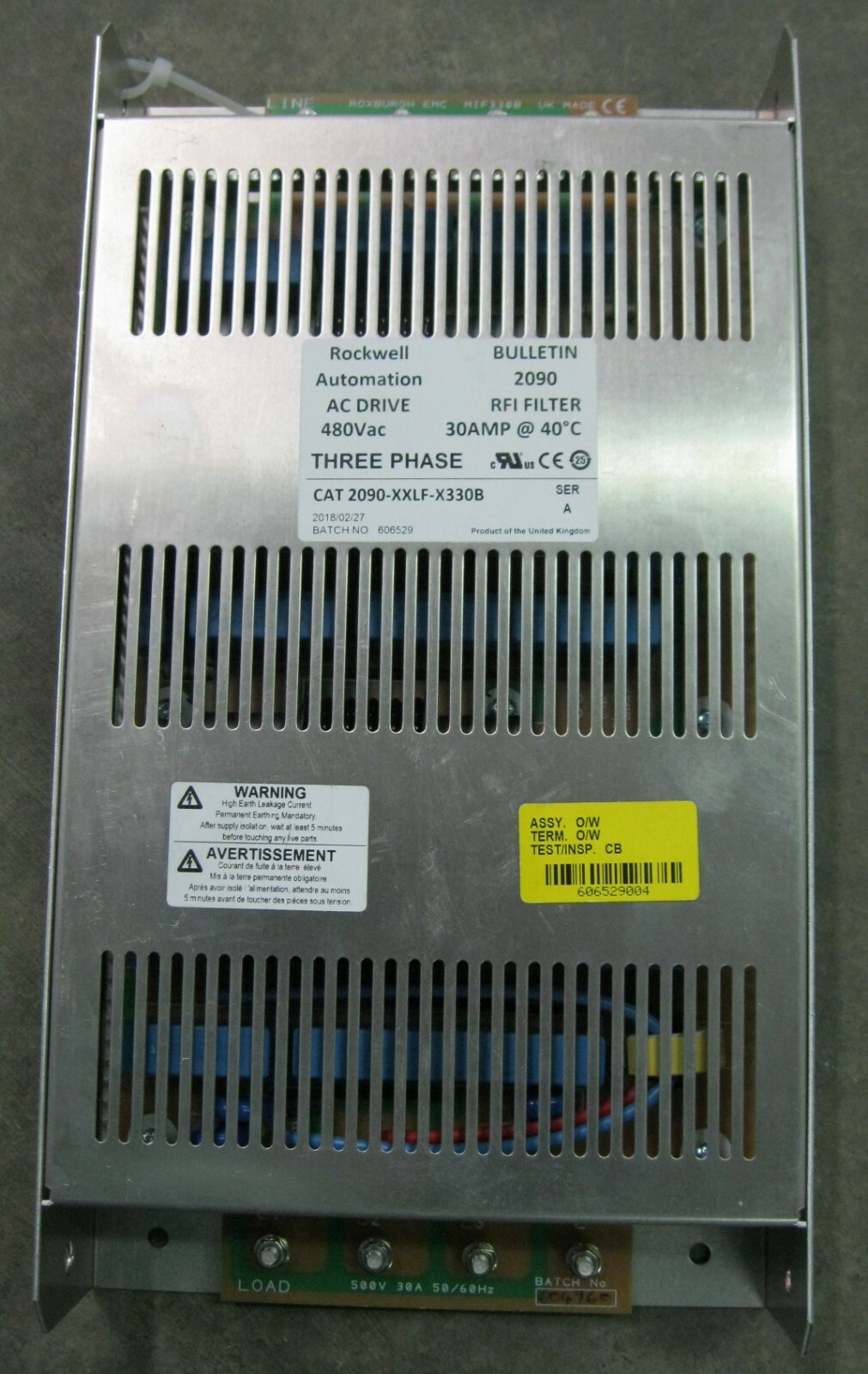 Rockwell Automation 2090-XXLF-X330B AC Drive Filter 30A 480VAC Series A ...