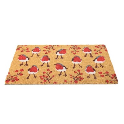 Christmas Robin Coir Doormat 60x40cm Non Slip Rubber Back Festive ...