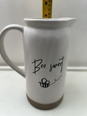 Bee Sweet Pottery Pitcher Neutral Colors | eBay