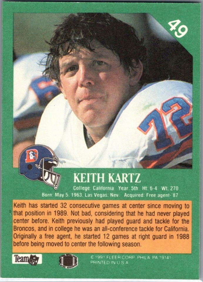 1991 Fleer Football - #49 Keith Kartz | eBay