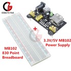 MB102 Solderless Breadboard PCB 830 Point +MB102 Power Supply Module 3 ...