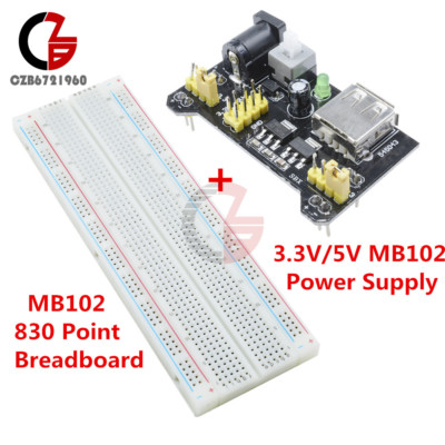 MB102 Solderless Breadboard PCB 830 Point +MB102 Power Supply Module 3.3V/5V | eBay