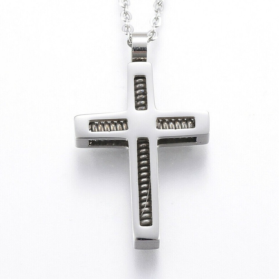Stainless Steel Cross Pendant With Stainless Steel Chain | eBay UK