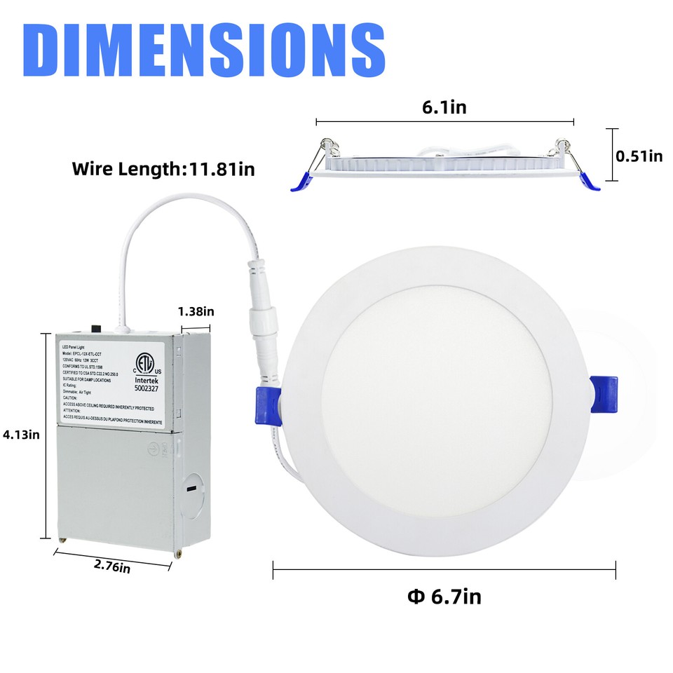 12W LED Recessed Light 5CCT 6 inch Ultra-Thin Dimmable Ceiling Lamp ...