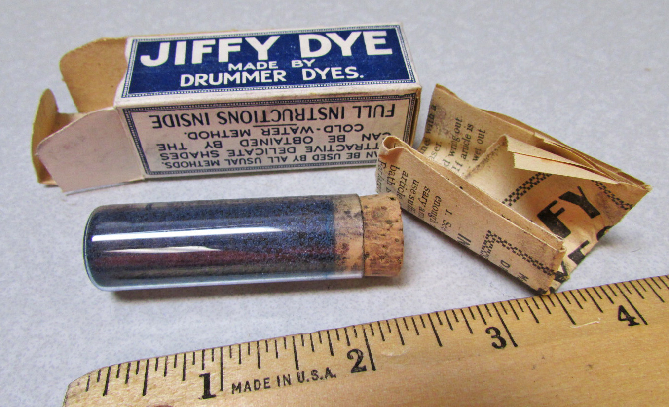 vintage 1920s Jiffy Dye by Drummer dyes New old stock Navy Blue bottle ...