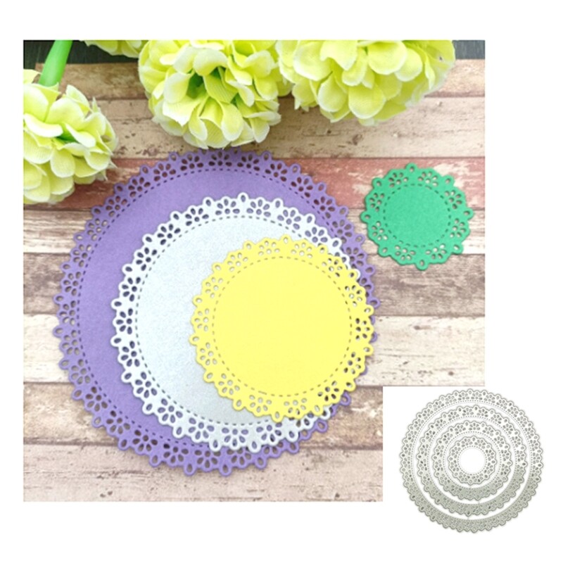 Lace Border Cutting Die DIY Coaster Embossing Round Stencil Template ...