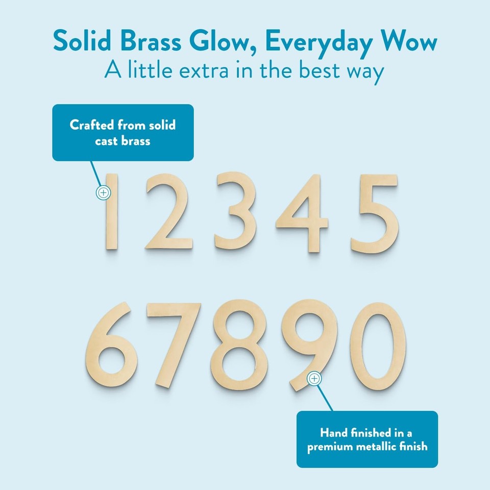3582PB-5 4 Inch Solid Floating House Number 5 Polished Brass Signage ...