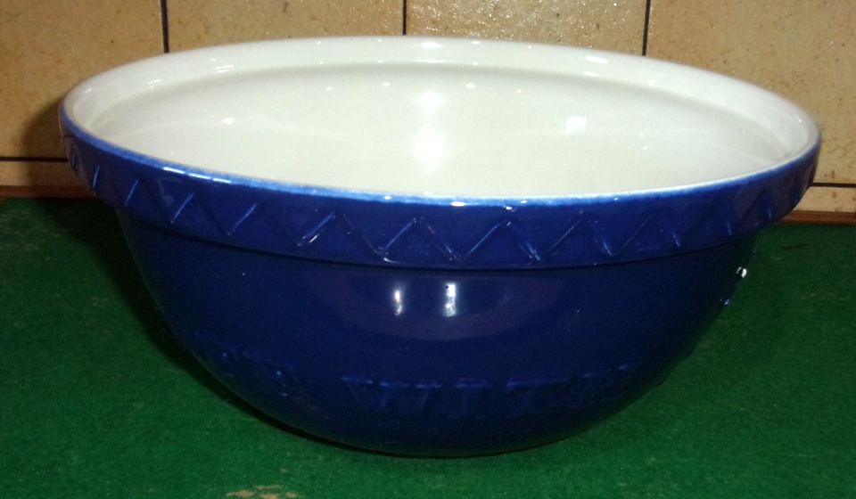 MASON CASH OFF WITH HER BREAD BLUE MIXING BOWL 30cm x 13.5cm VINTAGE ...