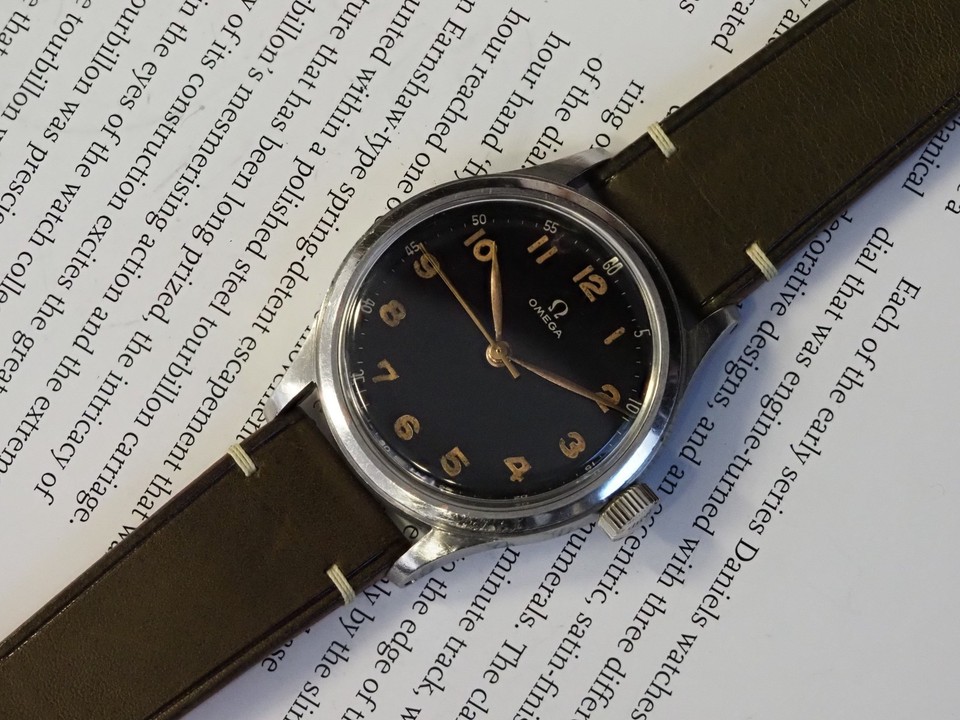 Omega Gilt Lacquered Black Dial Ref 2179/3 Cal 30T2 Center Seconds 1947 ...