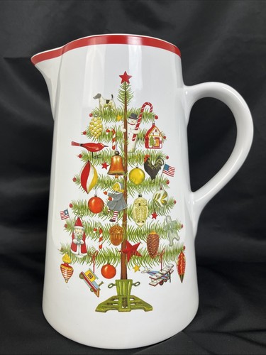 Christmas Tree Pitcher Vase Mary Lake Thompson White Farmhouse 10 cups ...