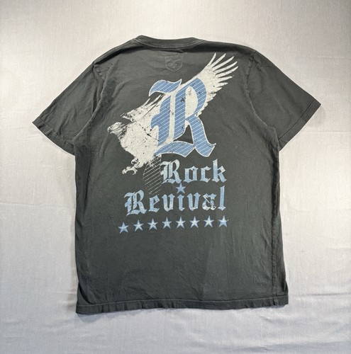Y2K Rock Revival T-Shirt Men’s Large Black Eagle Graphic Print Short ...