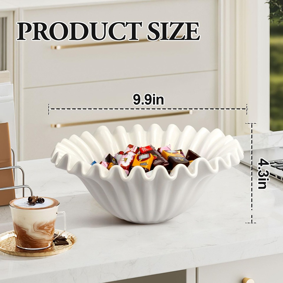 10'' Large Decorative Ceramic Bowl, Modern Handicraft Bowls for Home ...