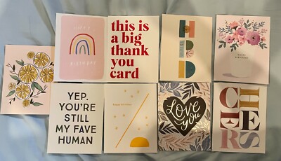 NEW 9 pack Collection CHEERS HBD LOVE TY Art GREETING Cards + Envelopes ...