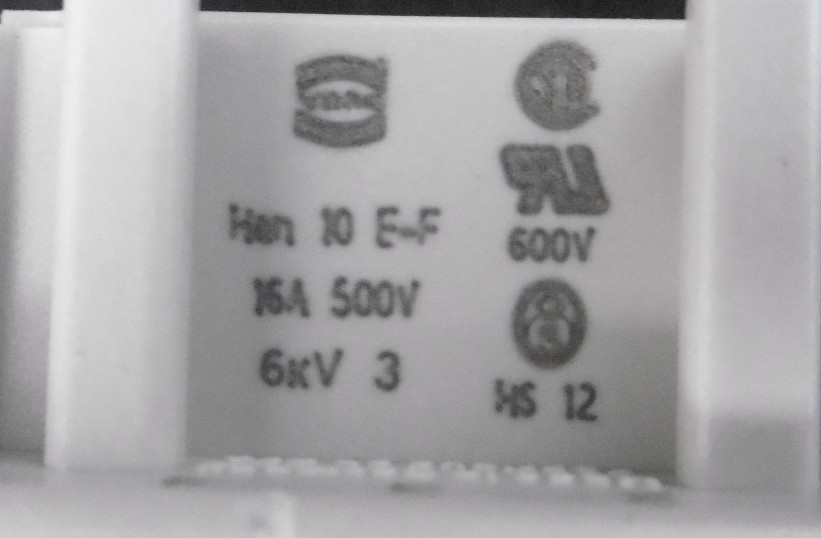 HARTING HAN 10 E-BU-S / Steckereinsatz 10-polig /16 A/500 V 09330102701 ...