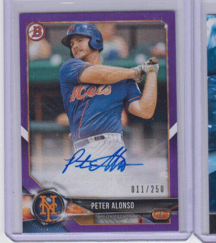 PETER "PETE" ALONSO 2018 Bowman Prospects Purple Rookie Card Auto #/250 ...