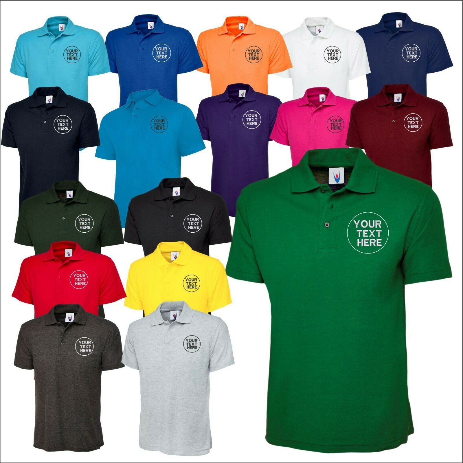 Custom Embroidered Polo Shirt Uneek UC101 Personalised Text Workwear ...