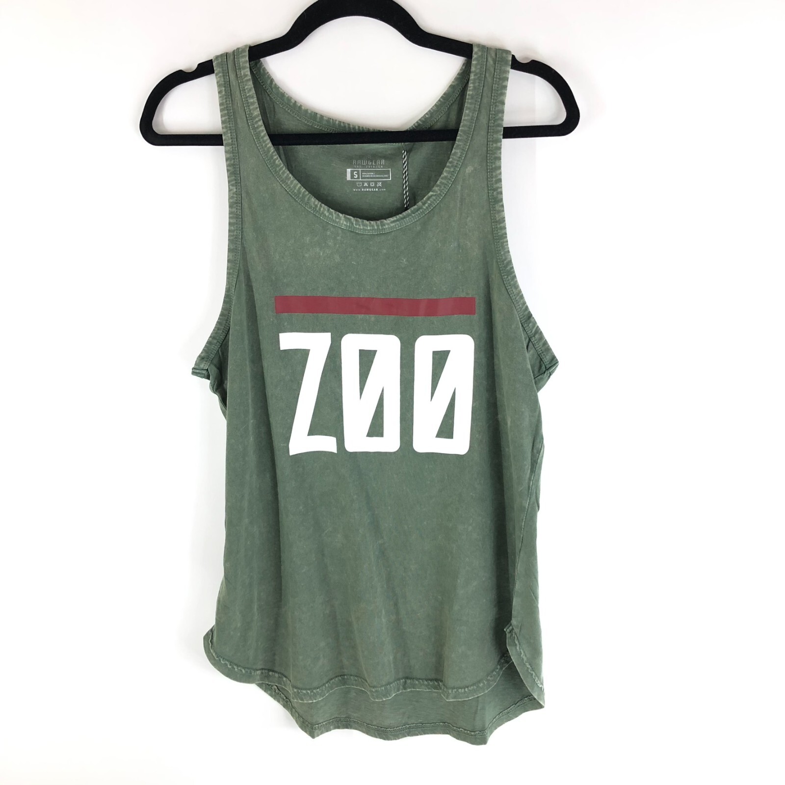RawGear Bradley Martyn Mens Tank Top Zoo Graphic Sleeveless Green Wash ...