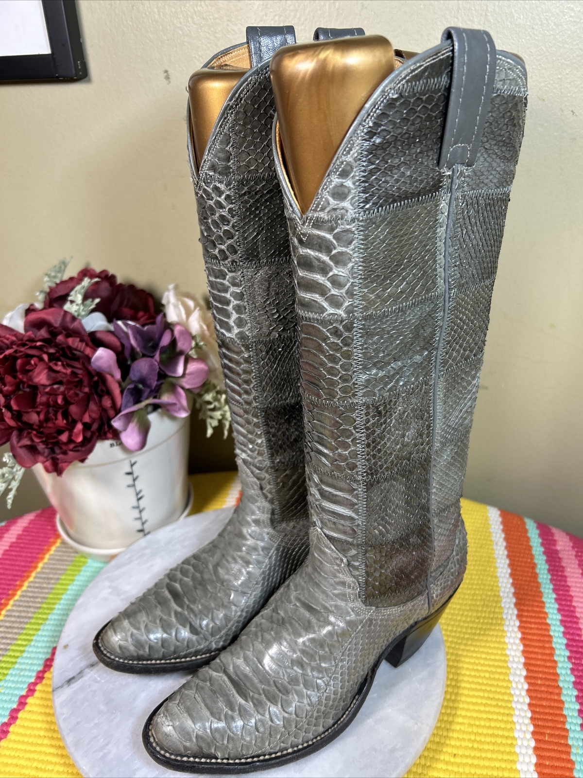 Nocona Green & Grey Python Snake Skin Western Exotic Boots #L904 Women ...