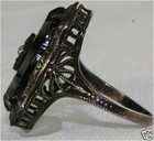 VINTAGE ART DECO STERLING SILVER BLACK RING SIZE 3.5 | eBay