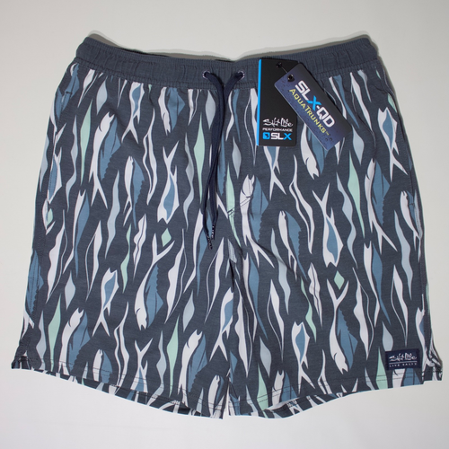 NWT Salt Life Performance Aqua Trunks Swim Bathing Suit Gray Fish Men ...