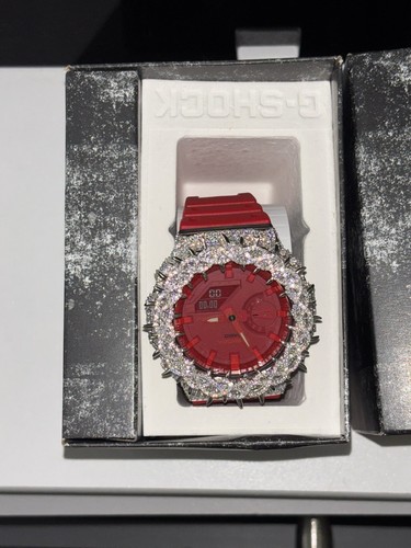 Moissanite Custom G Shock Watch GA2100 Original Digital Analog Red ...