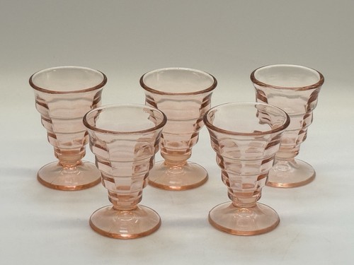 Vintage Anchor Hocking Block Optic Pink Depression Sherbet/Sundae ...