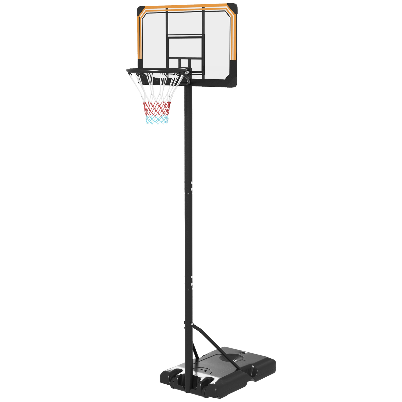 SPORTNOW Basketball Backboard Hoop Net Set System w/ Wheels, 182-213cm ...