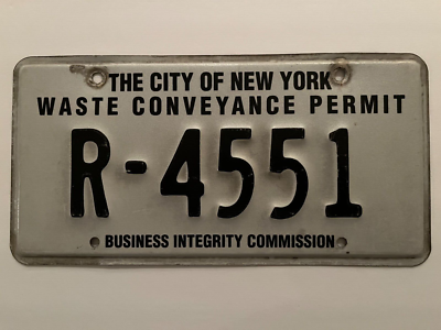 1980s New York City Waste Conveyance License Plate RARE Garbage Truck ...