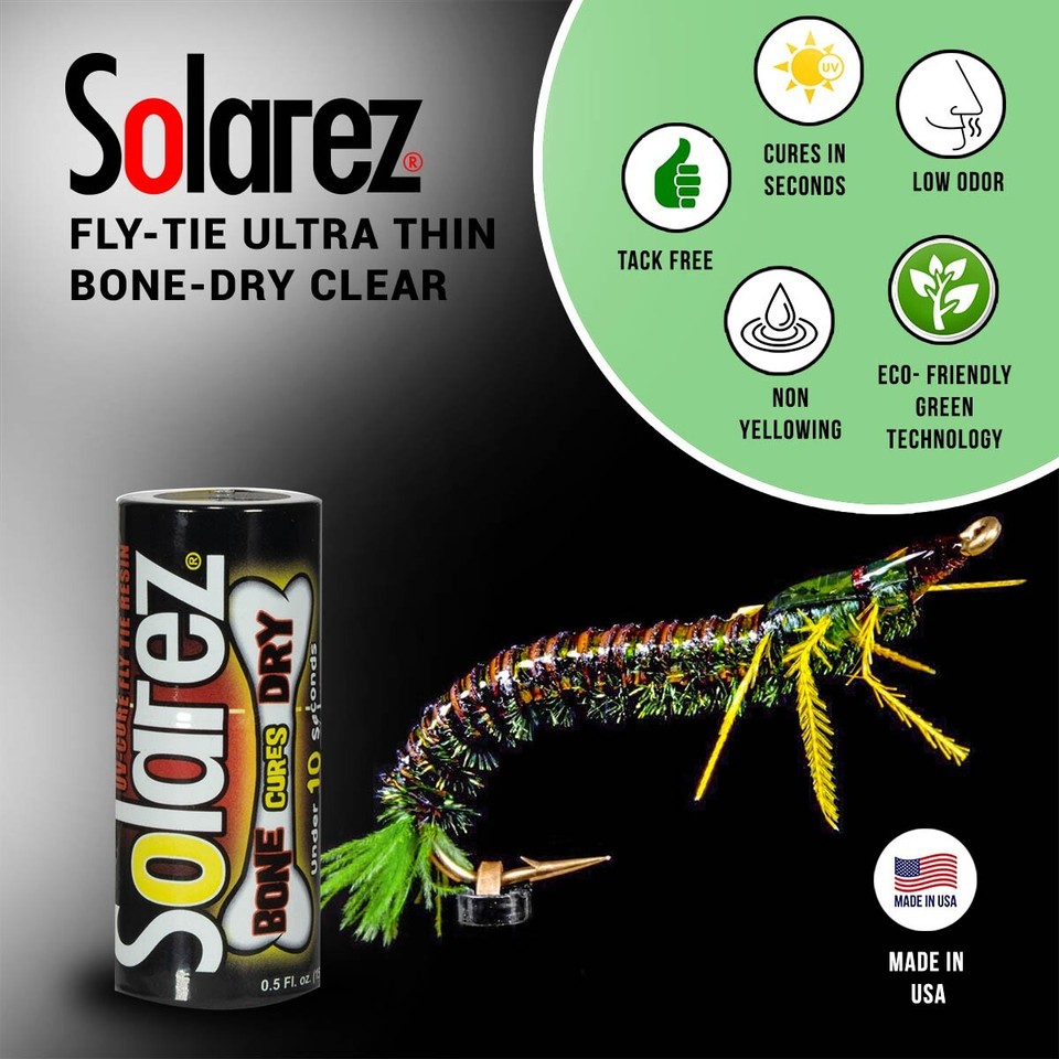 SOLAREZ BONE DRY CLEAR - Fly Tying UV Cure Resin Ultra Thin Head Cement ...