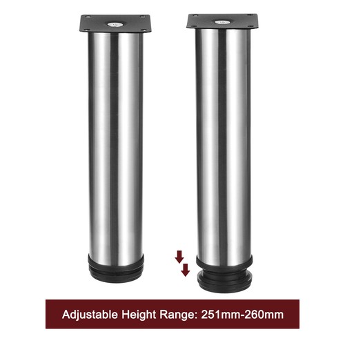 Furniture Leg, 4Pcs 10 Inch Adjustable Drawer Legs with Screws, Silver ...