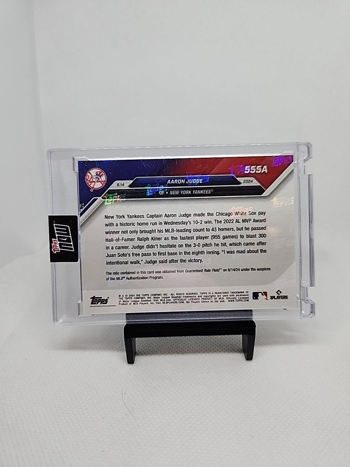 2024 Topps Now Aaron Judge Fastest To 300 Home Runs 555A Base Relic ...