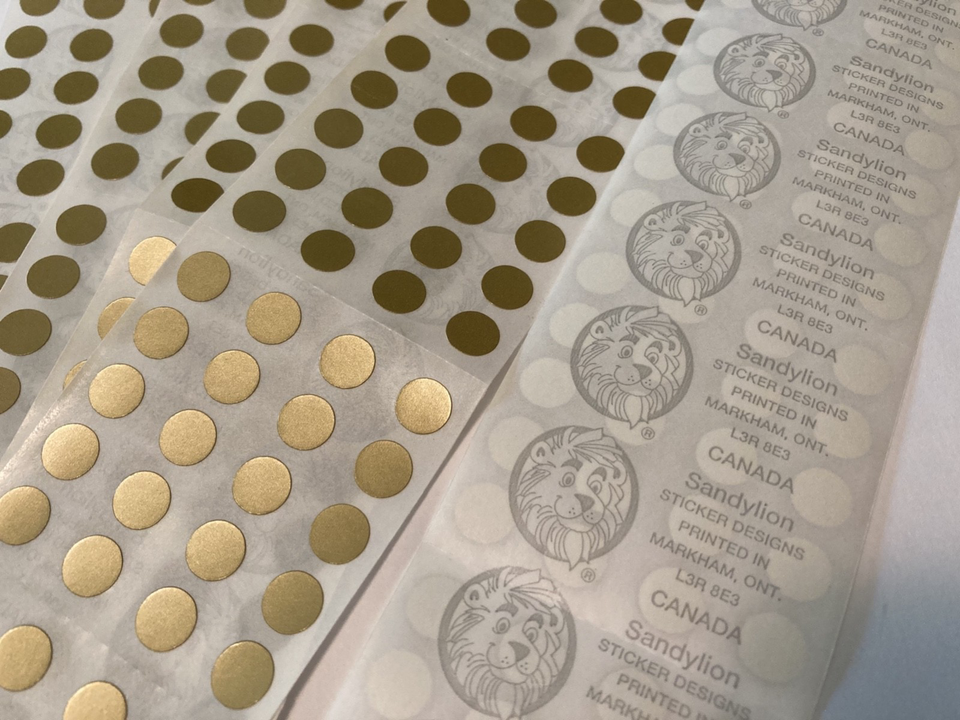 Sandylion Stickers - Micro Mini - Vintage Gold Dots - 5 Strips of 5 ...