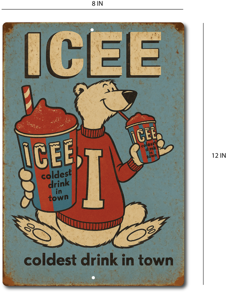 ICEE Polar Bear Vintage Style 8x12 Aluminum Tin Sign Retro Soda Shop ...