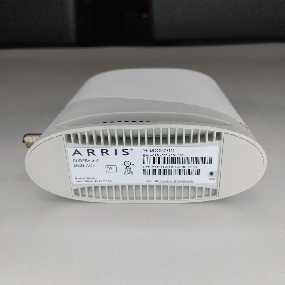 ARRIS S33 2.5 Gbps Cable Modem Ethernet Port White (NO Power Adapter ...