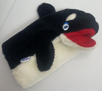 Vintage Seaworld Plush Whale Shamu Hand Puppet 8" Orca Squeaker Mouth ...