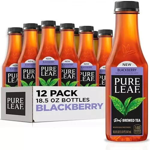 Pure Leaf Real Brewed Iced Tea, Blackberry, 18.5 fl oz Bottles, (12 ...