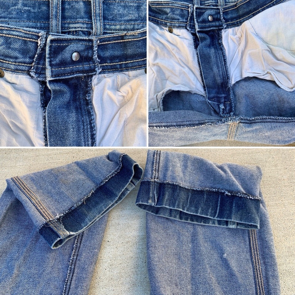 Vintage French Star Jeans Work Paint Distressed Size 31 Waist Measures ...