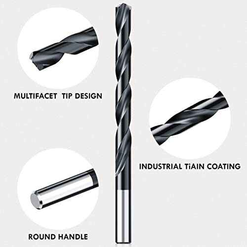 3/8" 5pcs TiAIN Coating Cobalt Drill Bit Set Multifacet Tip M35 High ...