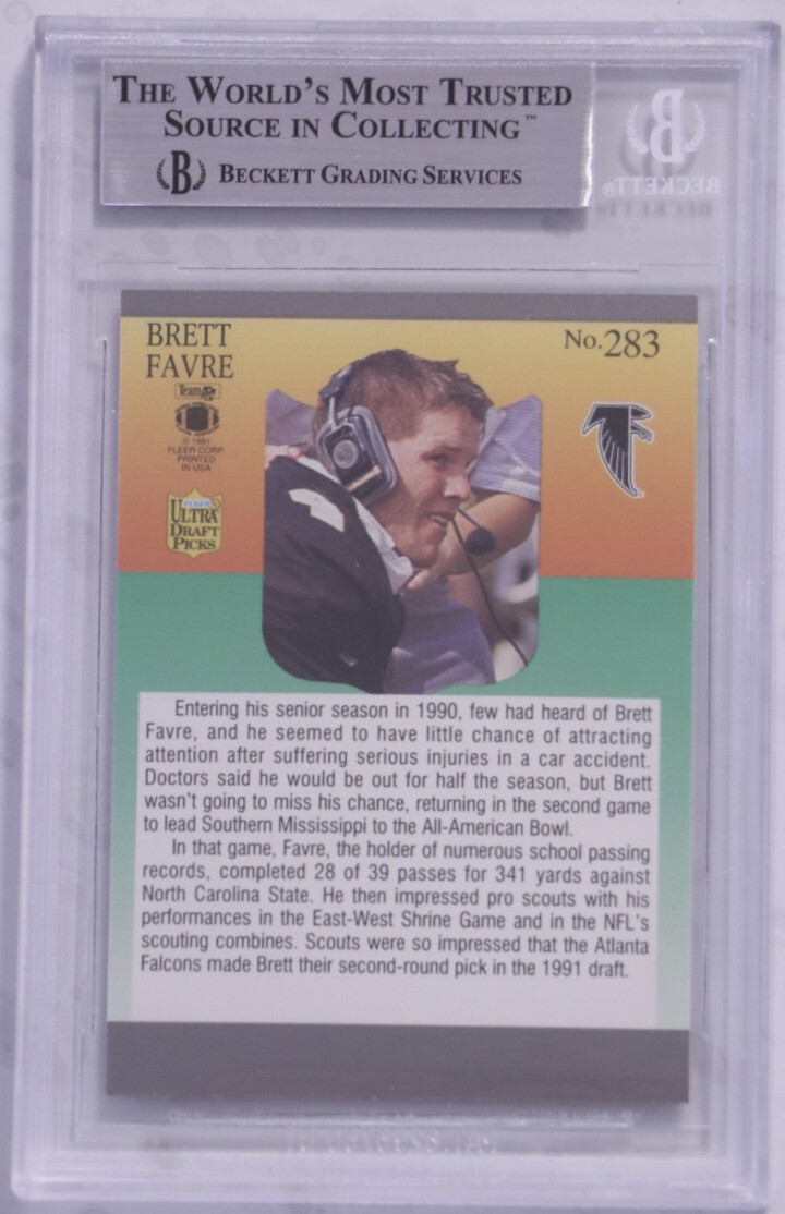 1991 Fleer Ultra Brett Favre Rookie RC #283 BGS 9 Mint HOF Atlanta ...