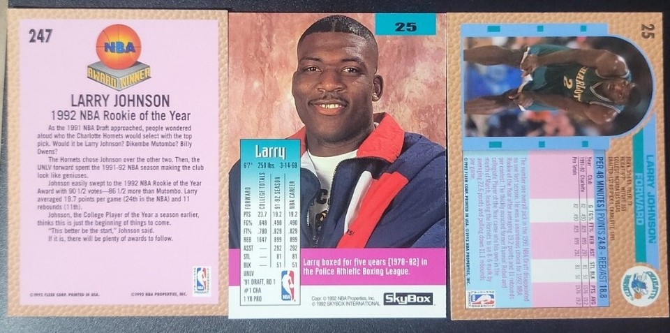 Larry Johnson Rookie Card Fleer #247 & #25 & Skybox #25 | eBay