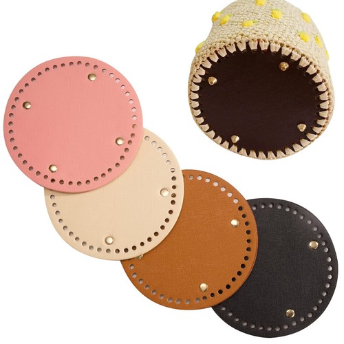 4pcs PU Leather Bag Bottom Crochet Bag Bottom Round Bag Mat Fon ...