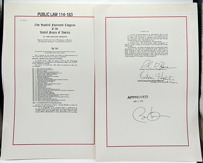 Barack Obama Signed Red Line Copy Of Pipes Act Of 2016 Legislation ...
