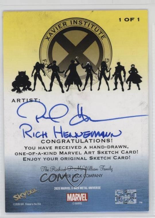 2020 Upper Deck Marvel X-Men Metal Universe 1/1 Rich Hennemann Auto ...