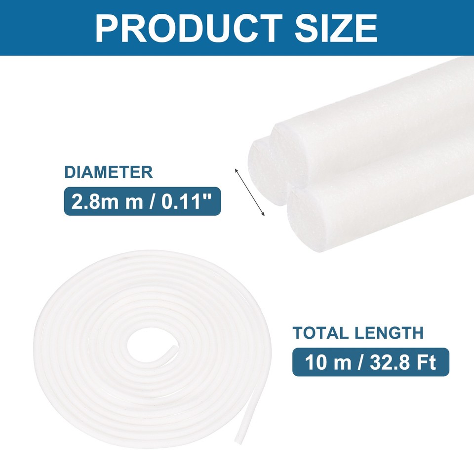 Foam Backer Rod, 7/64" x 32.8Ft Foamed Silicone Foam Caulk Saver, White ...