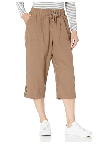 KAREN SCOTT Womens Brown Pocketed Drawstring Elastic Waist Capri Pants ...