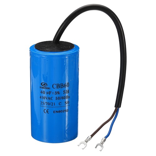 CBB60 40uF Running Capacitor AC 450V 2 Wires 50/60Hz Cylinder 90x50mm ...