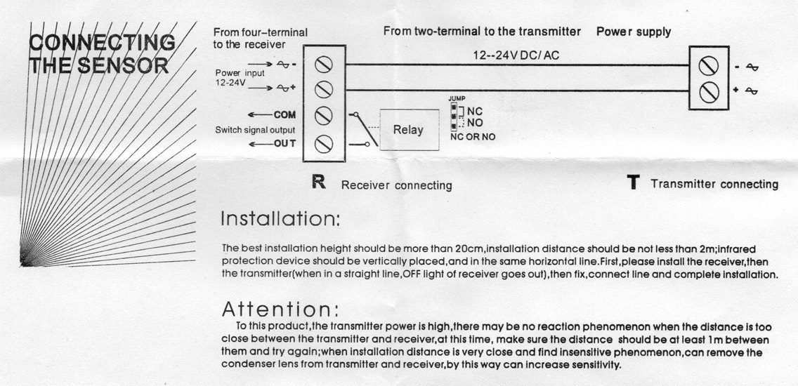 Safety beam Infrared Photocell Gate & Door sensor NEW. Infra red photo ...