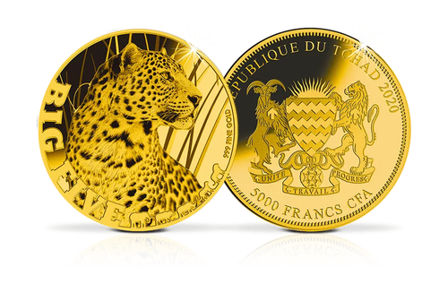 2020 Chad .999 Gold Coin Leopard Panthera Cat Big Five Predators ...